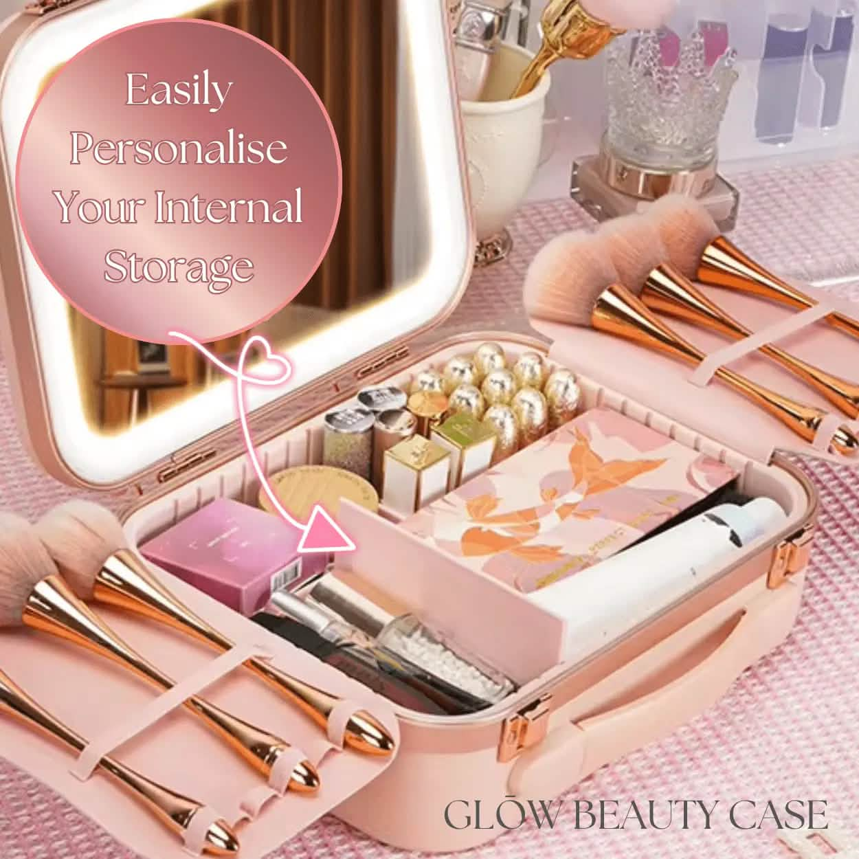 Glow Beaty Case | LED Makeup Case With Mirror | HD Makeup Brushes ...