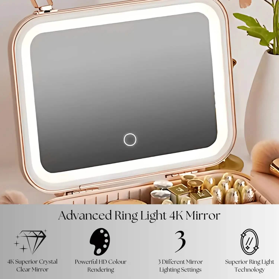 Glow Beaty Case | LED Makeup Case With Mirror | HD Makeup Brushes ...